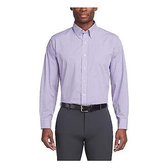 Van Heusen Chemise habillée à col boutonné Vichy pour Homme, Coupe régulière, améthyste, L