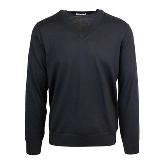 Paolo Pecora Schwarze V-Ausschnitt Pullover f&uuml;r Herren - - Knitwear - Herren - Schwarzk - XL