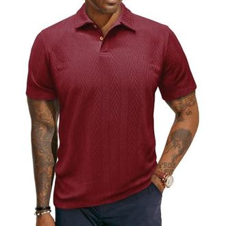 Generic Polo &agrave; manches courtes pour homme - V&ecirc;tements de sport - Col boutonn&eacute; - Coupe droite - Pour le travail, bordeaux, XXL