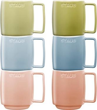 Staub Ceramique Tassenset Macaron, 6-tlg, gemischte Farben, 350 ml, Sp&uuml;lmaschinen- und Mikrowellengeeignet, stapelbar, Keramik, Gemischt