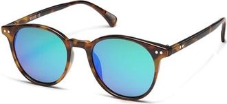Sojos Lunettes de soleil polarisées rondes Femmes Hommes Protection UV400 Vintage Ronde MAY SJ2113, Tortue/Bleu verdâtre