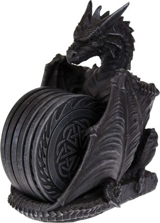 Nemesis Now Dragons Lair Untersetzer-Set, 16.5 cm, Schwarz