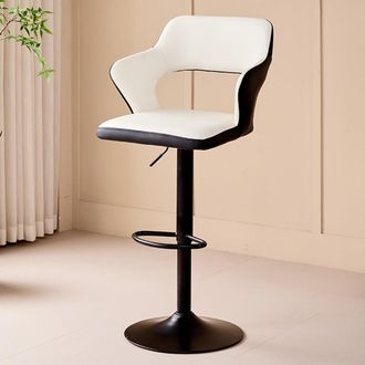 Generic Moderner, h&ouml;henverstellbarer Barhocker aus PU-Leder - Schwarzer Drehhocker in Tresenh&ouml;he mit R&uuml;ckenlehne und Armlehnen f&uuml;r K&uuml;che, Esszimmer, Bar, Caf&eacute;