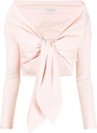 Philosophy di Lorenzo Serafini Femme, Blouses et Chemises, Rose, Taille: 40 FR Knot-front Crop Top