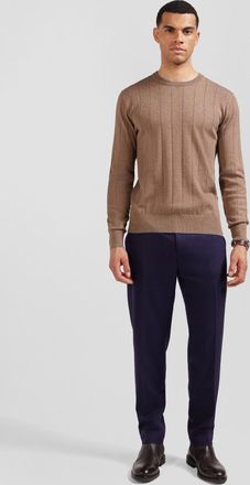 Eden Park Pull Col Rond En Coton Et Cachemire Marron Coupe Regular