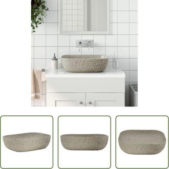 vidaXL vidaXL Vintage Waschbecken - Aufsatzwaschbecken Grau Rechteckig 48x37,5x13,5 cm Keramik