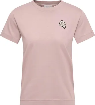 Moncler Moncler T-shirt En Coton &Agrave; Empi&egrave;cement Logo, Femme, Rose, Taille: Xl