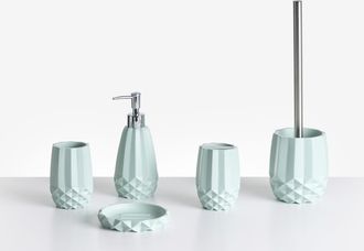 Beliani Badaccessoires Set 5-teilig Kunstharz mintgr&uuml;n strukturiert Bad-Zubeh&ouml;r Samiria