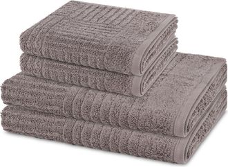 ROSS 4er Set Frottierhandt&uuml;cher Carre - 2 Handt&uuml;cher & 2 Duscht&uuml;cher - Hochwertiger Walkfrottee 520g/m&sup2;, weiche Hoch-Tief-Struktur, saugstark,- 100% Baumwo