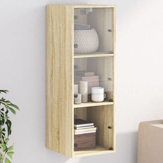 vidaXL Armoire murale avec portes en verre ch&ecirc;ne sonoma 35x37x100 cm