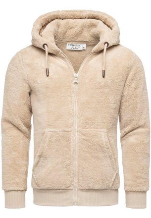 Amaci & Sons Sweatjacke BERWYN Teddyfell Jacke Herren Teddy Sweatjacke Pl&uuml;sch Hoodie Pullover Zipper Jacke