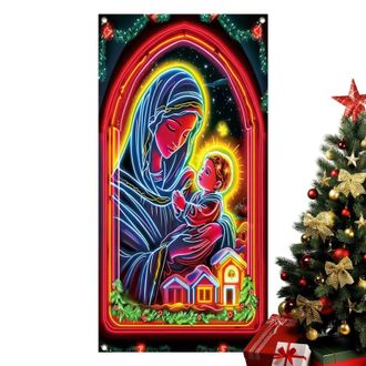 Generic T&uuml;rdeko F&uuml;r Weihnachten | 89x180 cm Festliche Fluoreszierende Haust&uuml;r Hintergrunddekoration | Festliche Party Banner Dekoration - F&uuml;r Innenbereich Au&szlig;