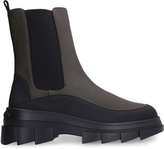 Stuart Weitzman Womens Noho Chelsea Boots Green Technical Fabric