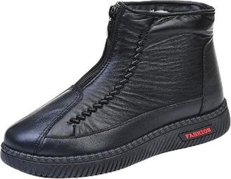 Generic Bottines antid&eacute;rapantes pour femme - En polaire l&eacute;g&egrave;re - &Eacute;pais - Chaudes - En coton - Avec fermeture &eacute;clair sur le devant, Noir, 35.5 EU