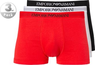 Emporio Armani Herren Trunks rot Reine Baumwolle unifarben