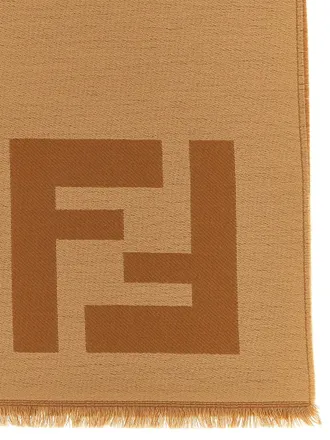 Fendi Virgin Wool FF Logo Scarf - Beige