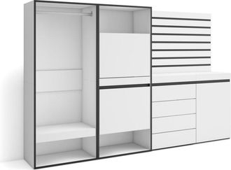 Skraut Home Skraut Home - Schuhregal, Schuhschrank, Schuhaufbewahrung, 227x145x35 cm, F&uuml;r Schlafzimmer, Zimmer, Offener Kleiderschrank, Kommode mit Schubladen