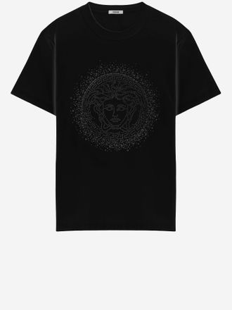 Versace Womens Medusa Cotton T-Shirt Black Outer Fabric: Elastane T-Shirts & Jerseys