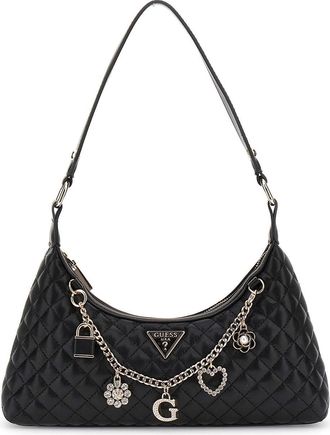 Guess Damen Everlee Top Zip Shoulder Bag Umhängetasche, Schwarz