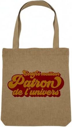 Fabulous Sac Shopping Tote Bag Aspect Lin - Certifi&eacute; meilleur Patron de lunivers Entreprise Collegue Chef - Sac de Courses Toile Epaisse 360g Beige Naturel Cab