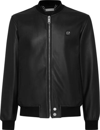 Philipp Plein Homme, Vestes, Noir, Taille: M Leather Bomber Skull