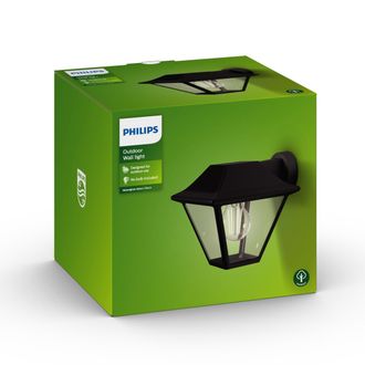 Philips 1649530PN A++ to E, myGarden Wandaussenleuchte Alpenglow, Aluminium, E27, schwarz, 20.04 x 17.40 x 17.94 cm