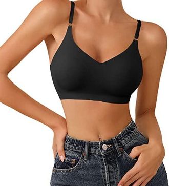 Generic Brassi&egrave;re triangulaire sans couture pour femme, confortable, l&eacute;g&egrave;rement doubl&eacute;e, sans couture, 2026, Noir, XL
