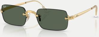 Ray-Ban RB3928 - Lunettes de soleil ovales &agrave; verres verts - Dor&eacute; arista