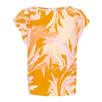 Saint Tropez Blouse Feuilles d&Eacute;t&eacute; - Femme - Blouses et Chemises - Orange - Taille: 38 FR