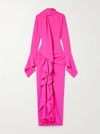 Solace London Nella Robe Aus Cr&ecirc;pe Mit Volants - Pink