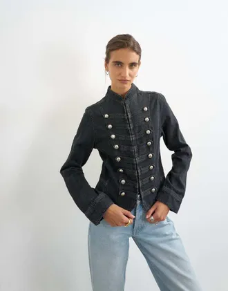 Topshop veste en jean drummer d&eacute;lavage noir