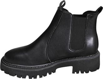 Generic Bottines Chelsea imperm&eacute;ables d&eacute;contract&eacute;es pour femme - &Eacute;l&eacute;gantes - Couleur unie - Talon bas - Confortables - Classique - &Agrave; enfiler - Pour le travail