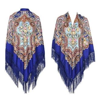 Generic Poncho Femme Hiver Chaud Chale Femme Hiver Chaud Cape Femme Pour la ville Grand Carr&eacute; 160X160 Cm Imprim&eacute; Pompons Style Ethnique Printemps-Automne