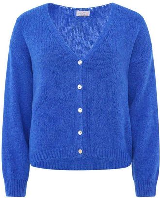 Zwillingsherz Strickjacke Uni One Size, Langarm, Knopfleiste, tiefer V-Ausschnitt, Wollanteil