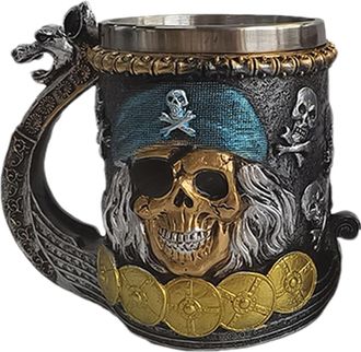 Generic Lustige Piraten -Kaffeetasse - tragbare Edelstahlbecher, Leichter einzigartiger Bierbecher | Lange anhaltende lustige Piratenmecher, Neuheit Geschenk 