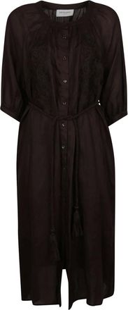 Ermanno Scervino Femme, Robes, Brun, Taille: 38 FR Robe Ceintur&eacute;e Brod&eacute;e &agrave; Manches Trois-Quarts