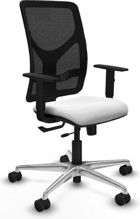 Piqueras y Crespo Moderner wei&szlig;er Schreibtischstuhl mit 1D-Armen, h&ouml;henverstellbare Lendenwirbelst&uuml;tze, ausgestattet mit Syncro/Traslack und Schneideschaum, Schwarz/Wei