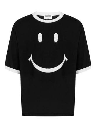 Moschino T-Shirt mit Smiley-Intarsie - Schwarz