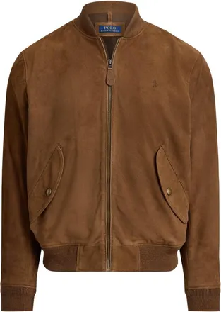 Ralph Lauren Blouson aus Ziegenveloursleder mit Logo-Stickerei in