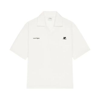Courr&egrave;ges Femme, Tops, Blanc, Taille: 36 FR Polo Logo