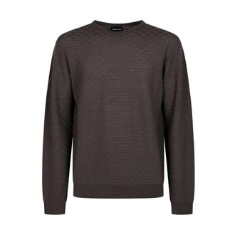 Giorgio Armani Pullover aus Merinowolle mit normaler Passform und Dreiecksmuster - - Knitwear - Herren - Braun - 2XL
