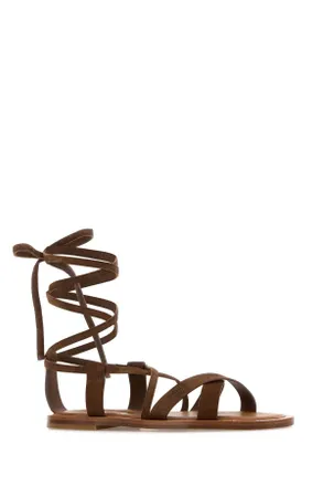 Miu Miu Womens Brown Suede Sandals Cacao Sandali