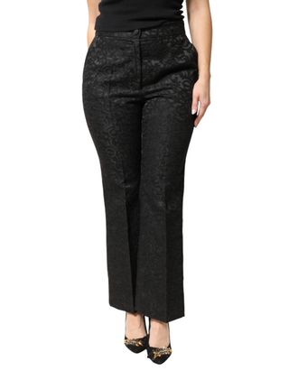 Dolce & Gabbana Womens Floral Brocade High-Waisted Trousers Black
