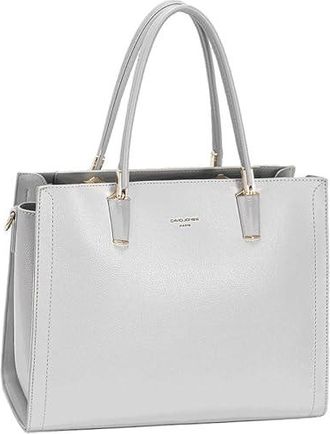 David Jones Paris - Sac Cabas Port&eacute; main Femme Ville - Sac &agrave; main Similicuir Taille Grande - 3 Compartiments - Chic El&eacute;gant Pratique (Grey)