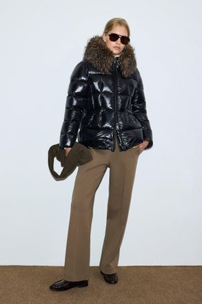 Lufian Damen Gl&auml;nzende Daunen-Pufferjacke mit Abnehmbarem Kunstfellkragen