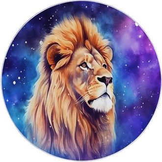 Generic Tapis Rond de Salon Luxe R&ecirc;ve de Ciel &eacute;toil&eacute; du Lion pour Salle &agrave; Manger Bureau Lavable en Machine et Poil Court 150 cm (Round) Tapis Chambre avec Dos