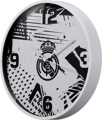 Bresser Real Madrid Wanduhr 25 cm, Pr&auml;zises Quarzuhrwerk, Lautloser Sekundenzeiger, Batterie Inkl