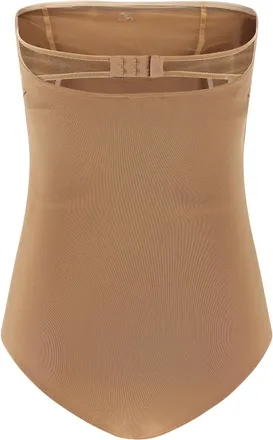 Courr&egrave;ges Lingerie-Inspired Viscose Bodysuit - Beige