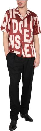 Dries Van Noten Homme, Chemises, Rouge, Taille: L Graphic Print Short Sleeve Shirt