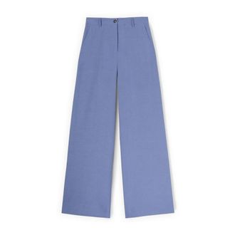 Motivi Femme, Pantalons, Bleu, Taille: 36 FR Pantalon palazzo en m&eacute;lange de lin